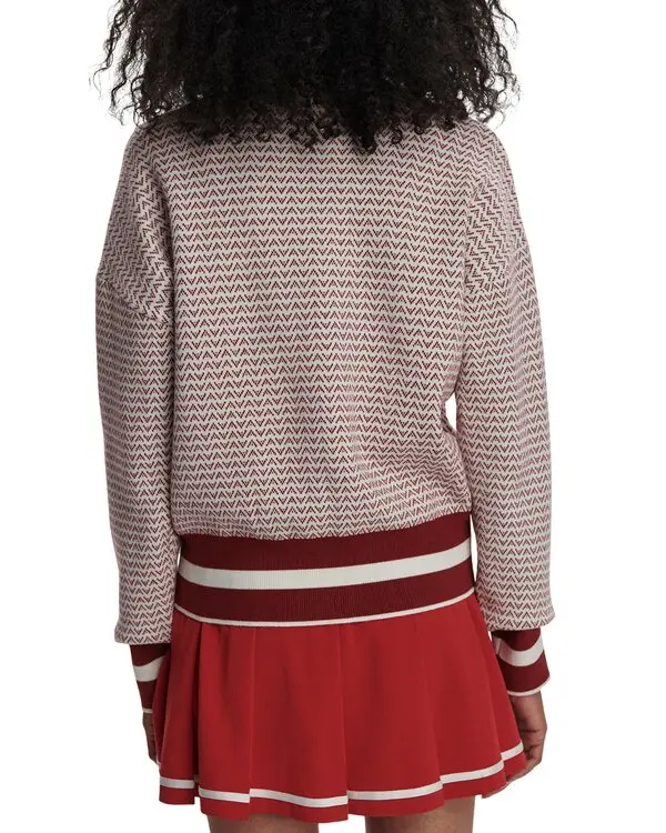 Varley Walter Knit Sweater Jacket In Red Dahlia/White - 25% Off